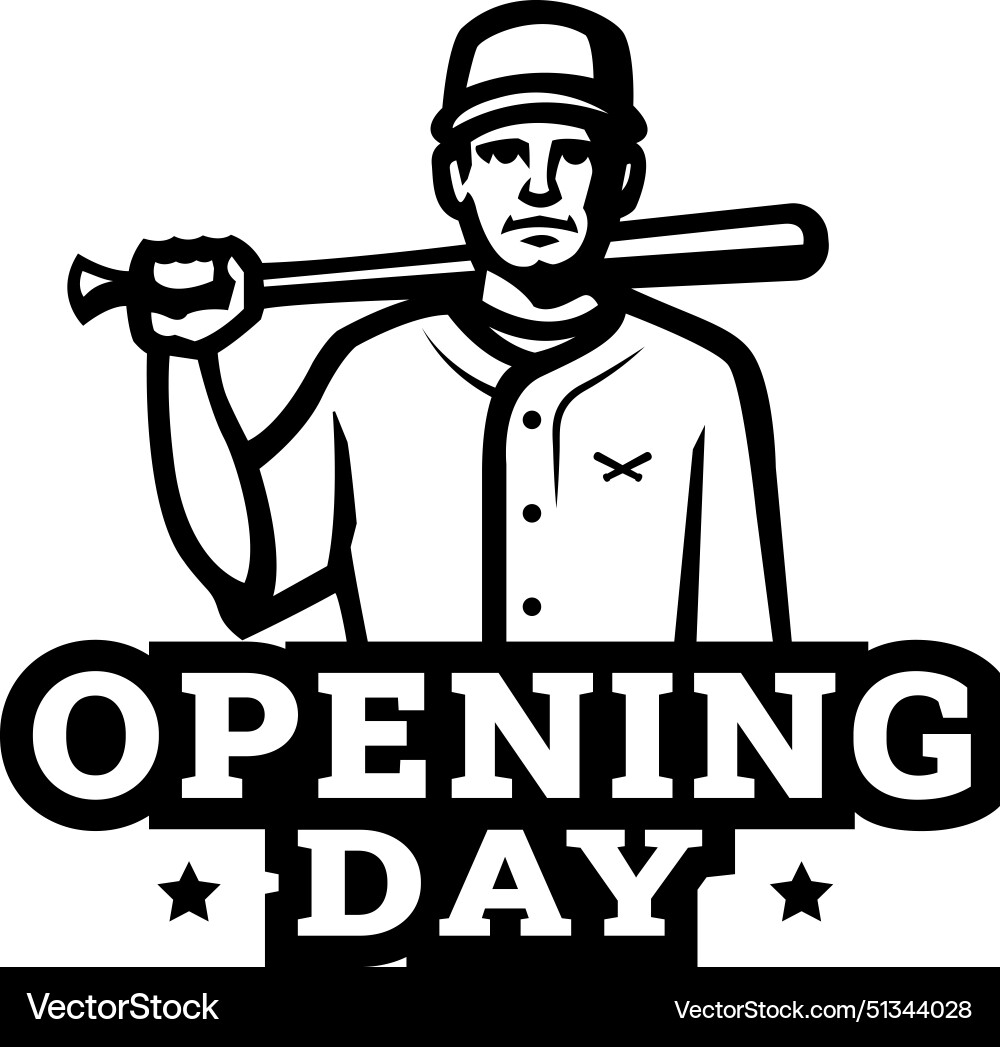 Opening day baseball logo emblem Royalty Free Vector Image