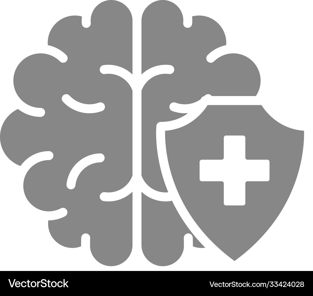 Protected Brain Icon - Health & Safety Vector Image