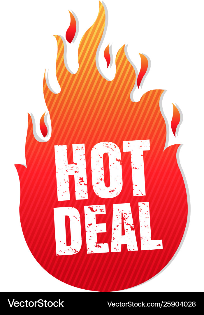 Red hot deal label isolated white background Vector Image