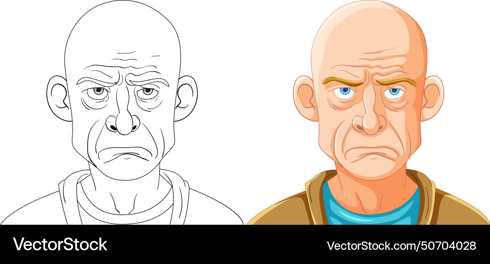 Two of a man with troubled expression Royalty Free Vector