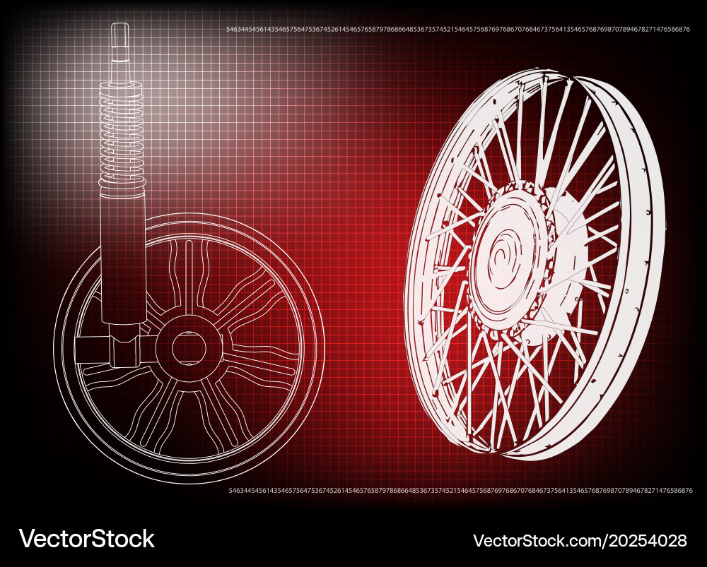 Wheel and shock absorber on a red Royalty Free Vector Image