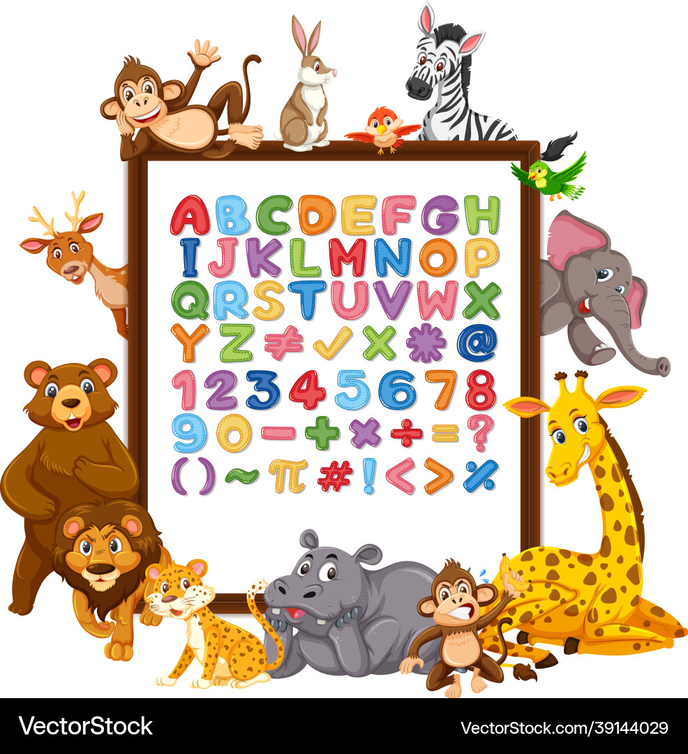 Alphabet a-z and math symbols on a board Vector Image