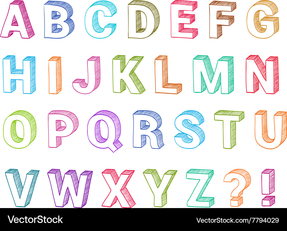 Alphabet set 3d form Royalty Free Vector Image