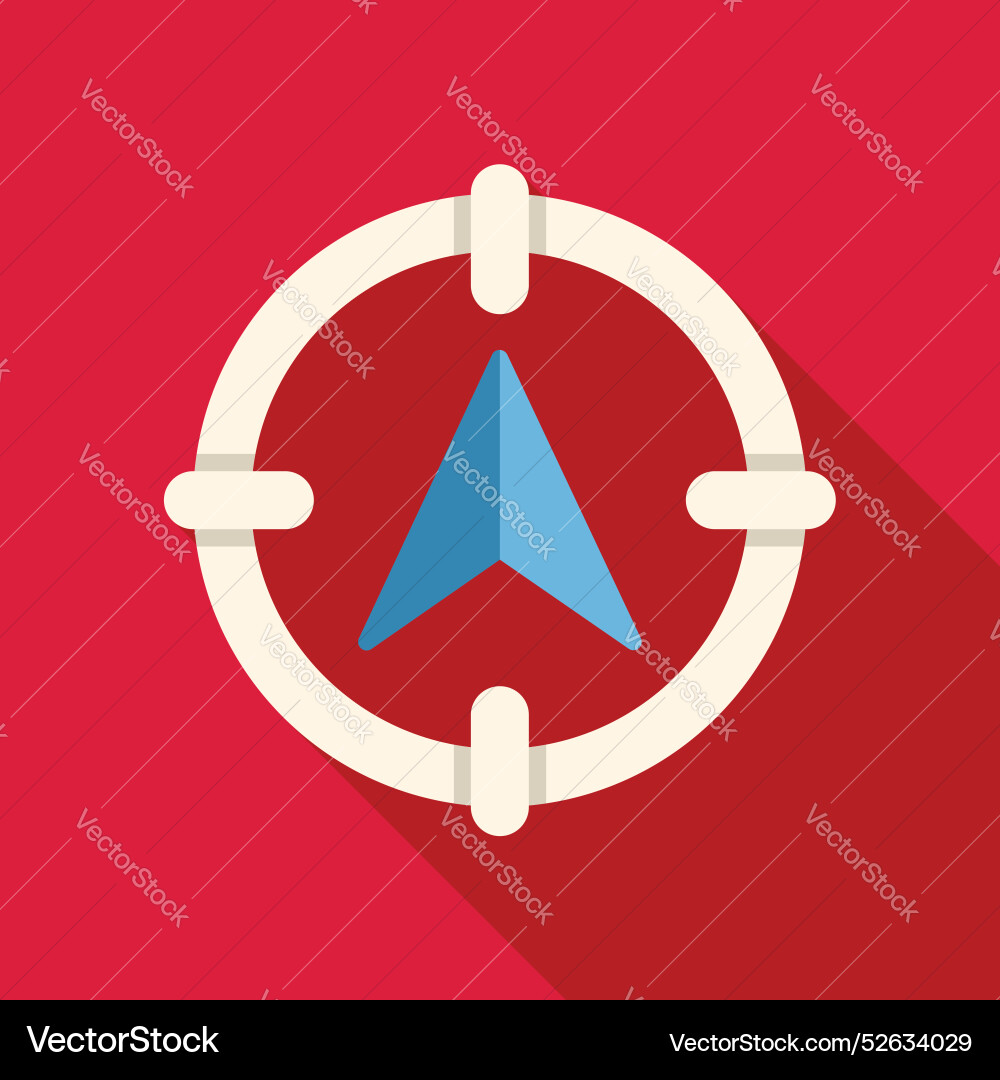 Blue gps arrow pointing inside white compass Vector Image