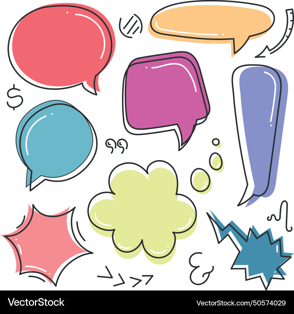 Comic bubbles chat hand draw Royalty Free Vector Image