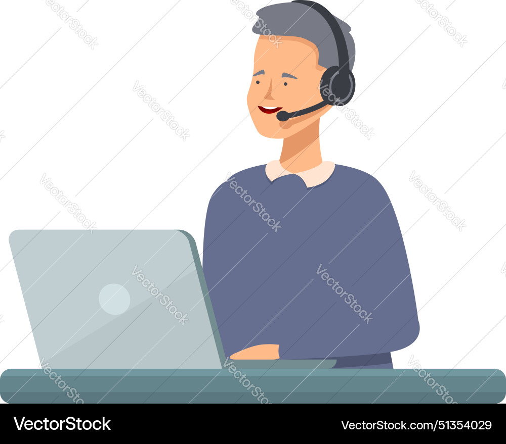 Customer service representative working at desk Vector Image