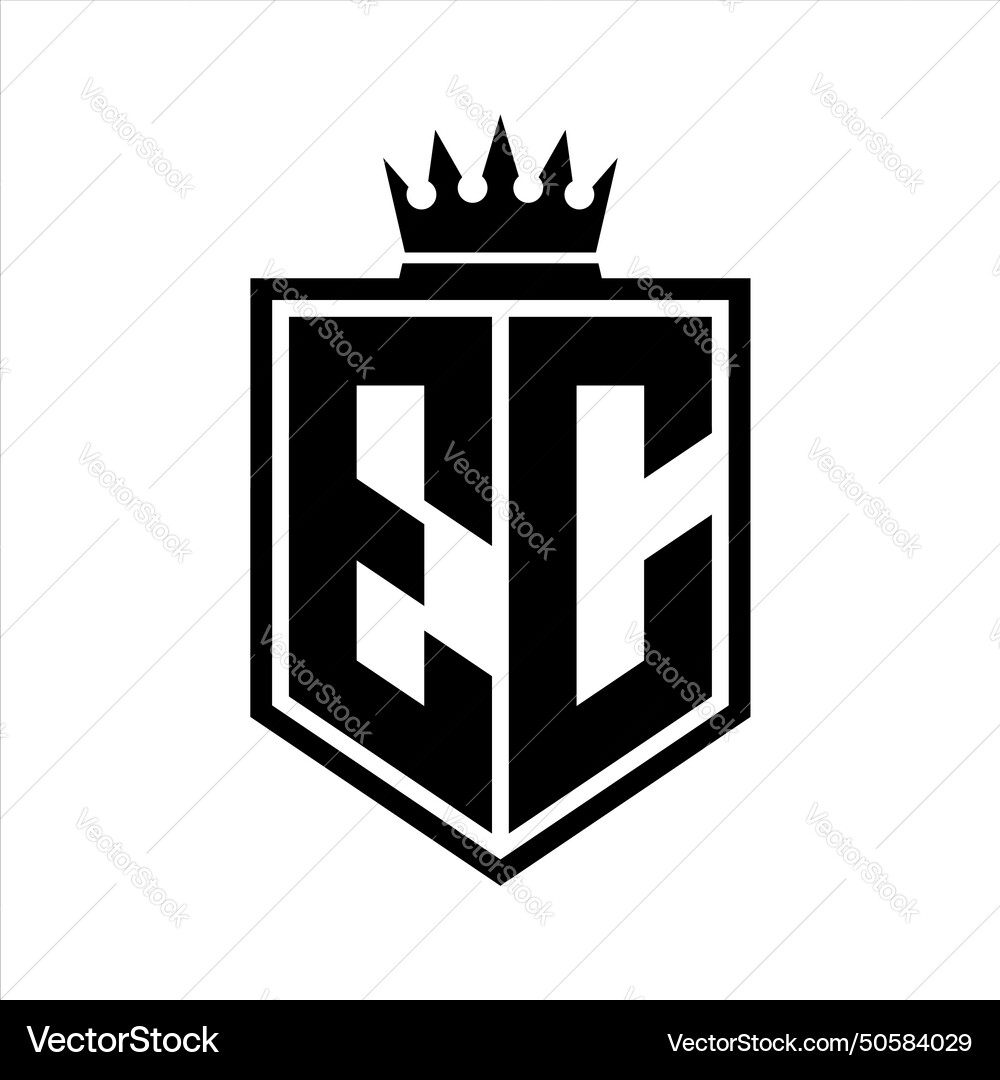 Ec logo monogram bold shield geometric shape Vector Image