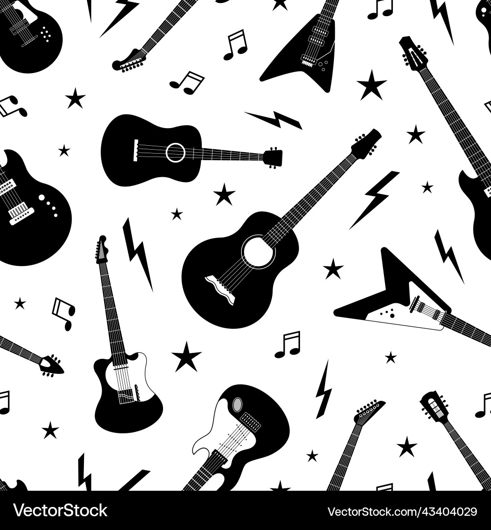 Electric guitar pattern print for punk rock Vector Image