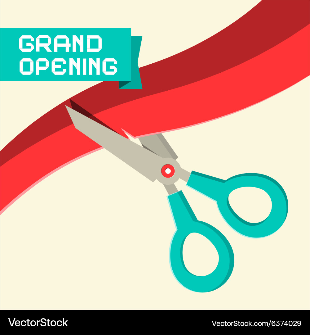Grand opening with scissors and ribbon Royalty Free Vector