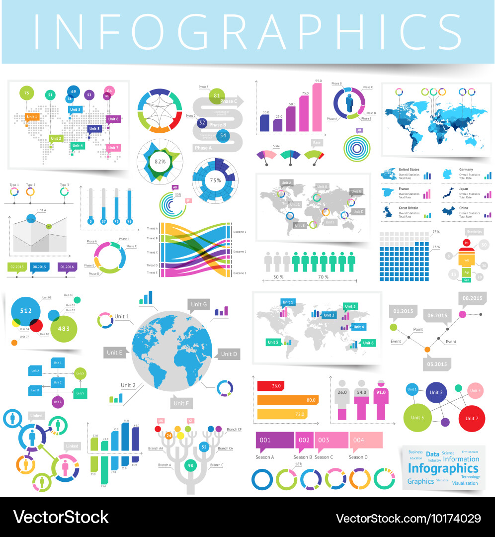 Infographics set blue Royalty Free Vector Image