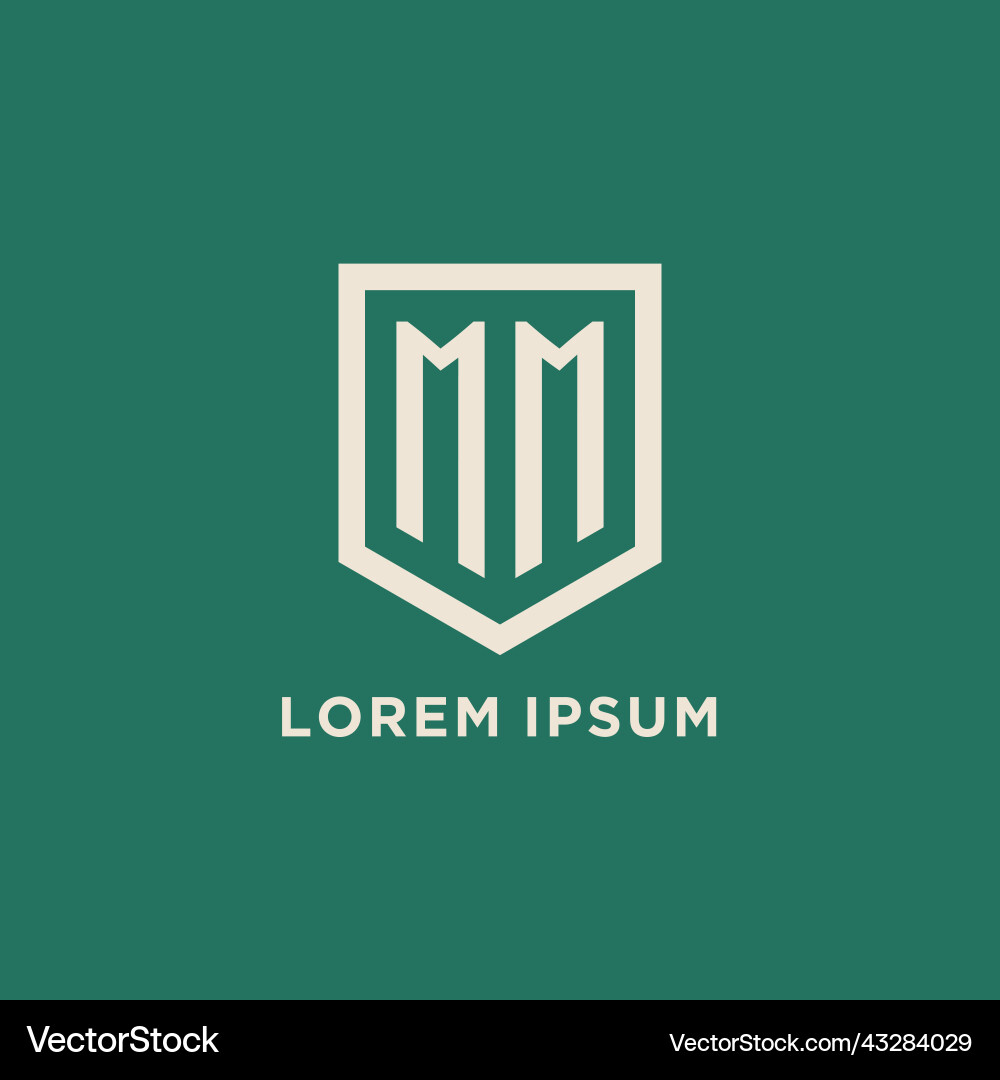 Mm initial logo monogram shield geometric shape Vector Image