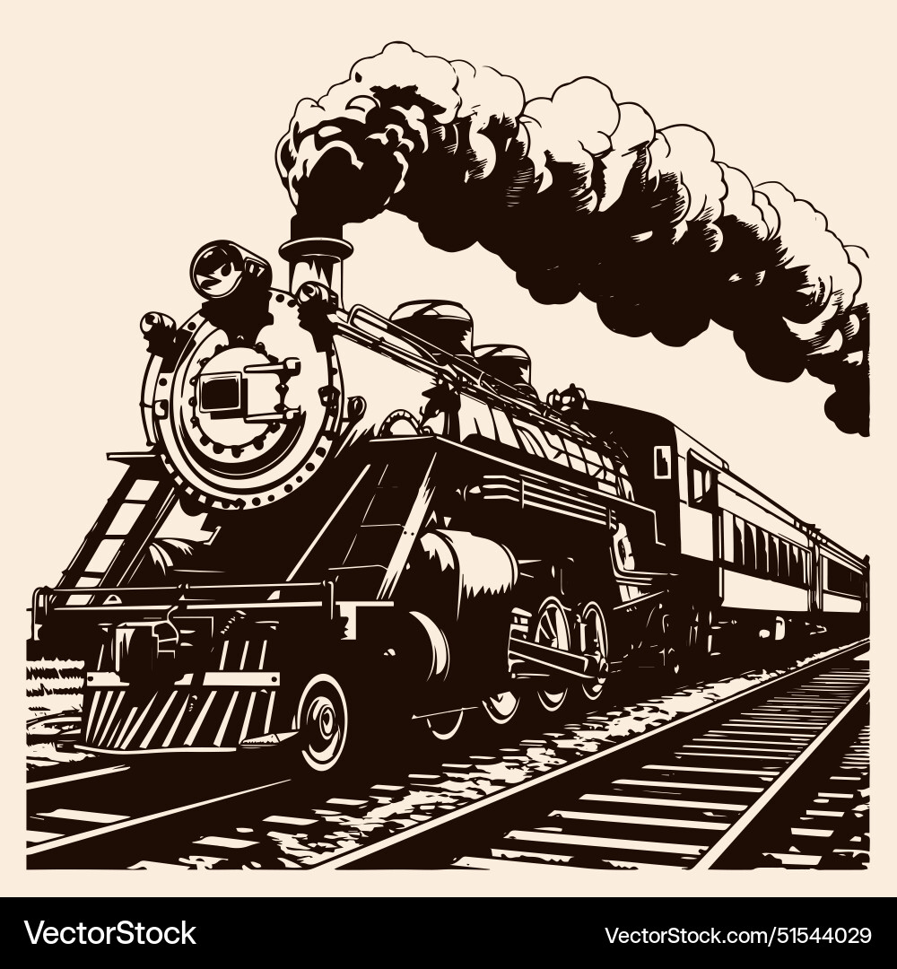 Old steam locomotive Royalty Free Vector Image