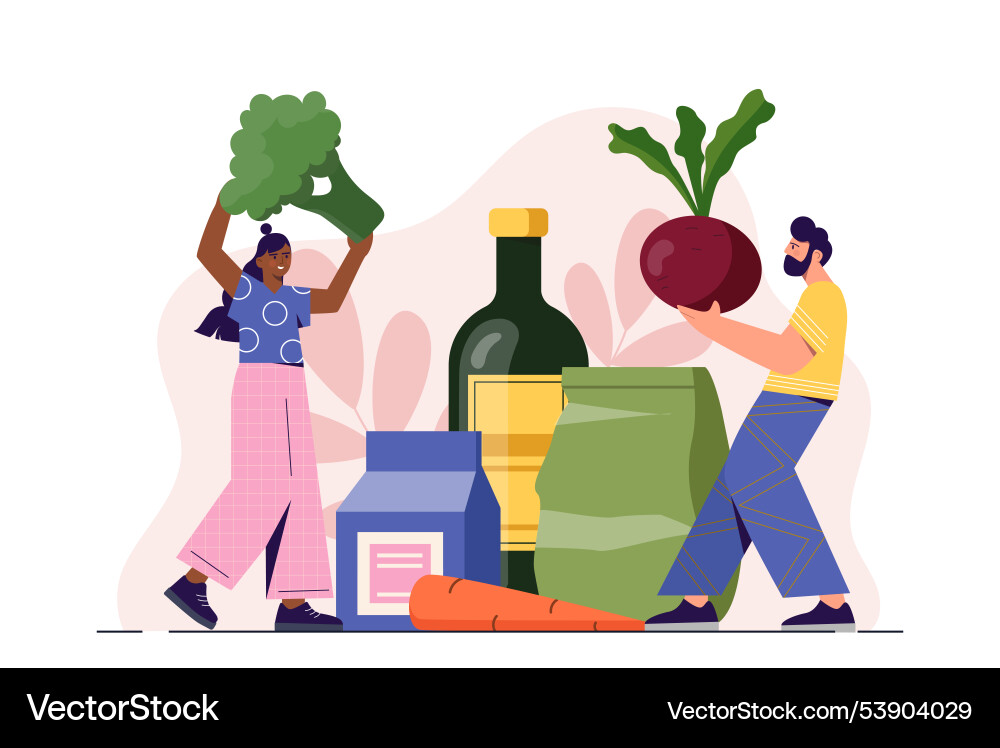 People with healthy eating man beets Royalty Free Vector