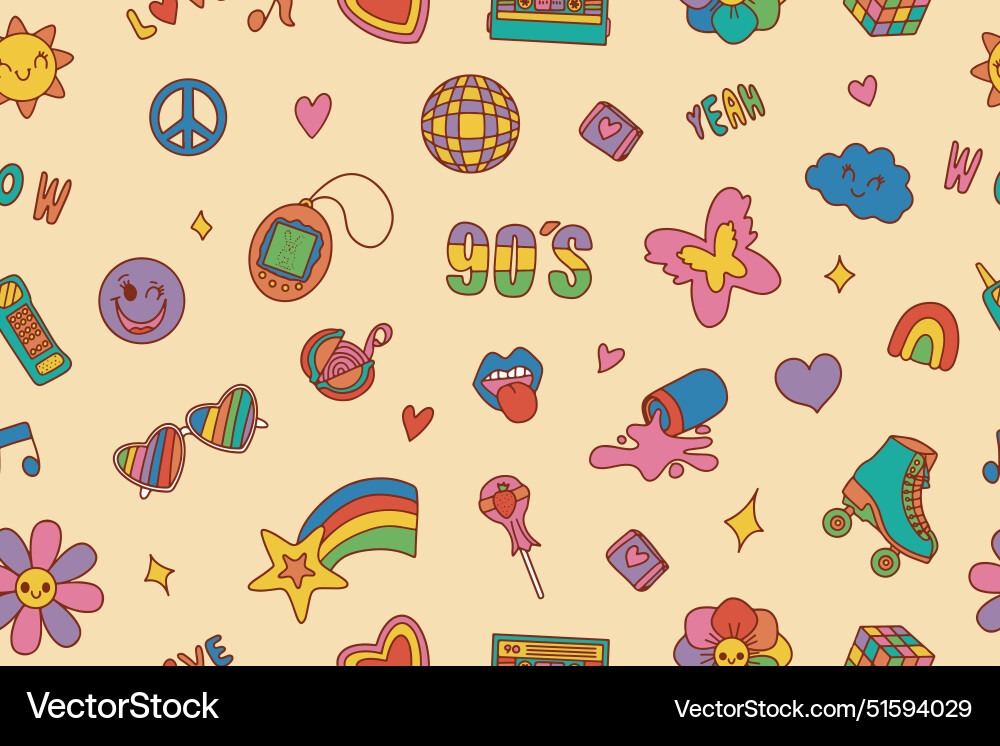 Seamless pattern classic 80s 90s elements Vector Image