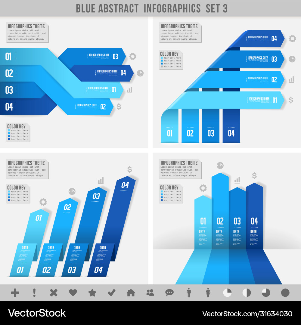 Blue infographics banners 3 Royalty Free Vector Image