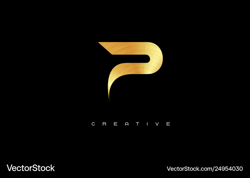 Gold letter p logo design Royalty Free Vector Image