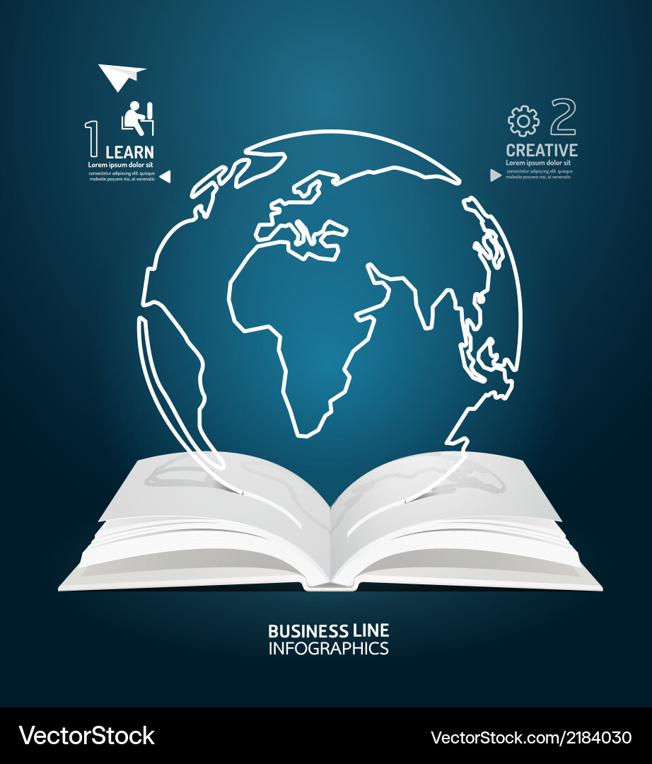 Infographic world line paper book diagram Vector Image