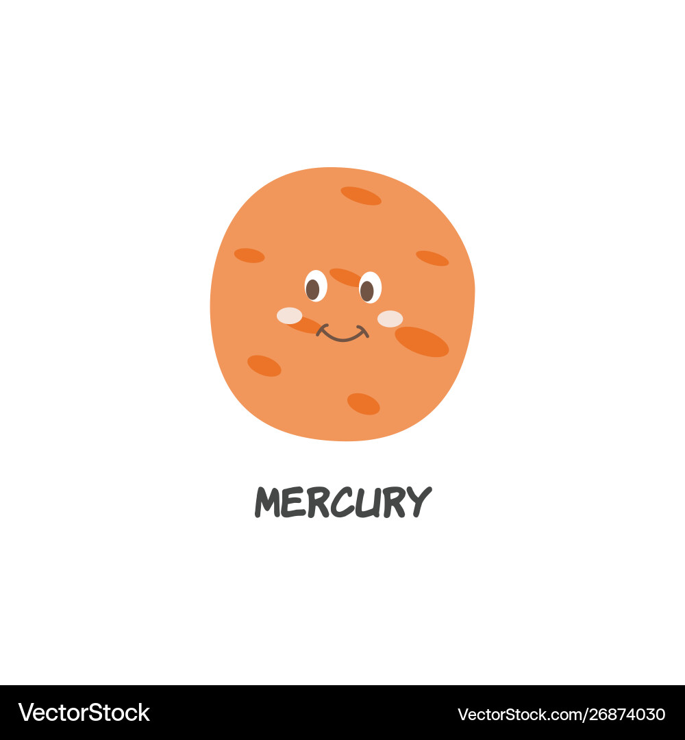 Mercury cartoon icon a planet solar system flat Vector Image