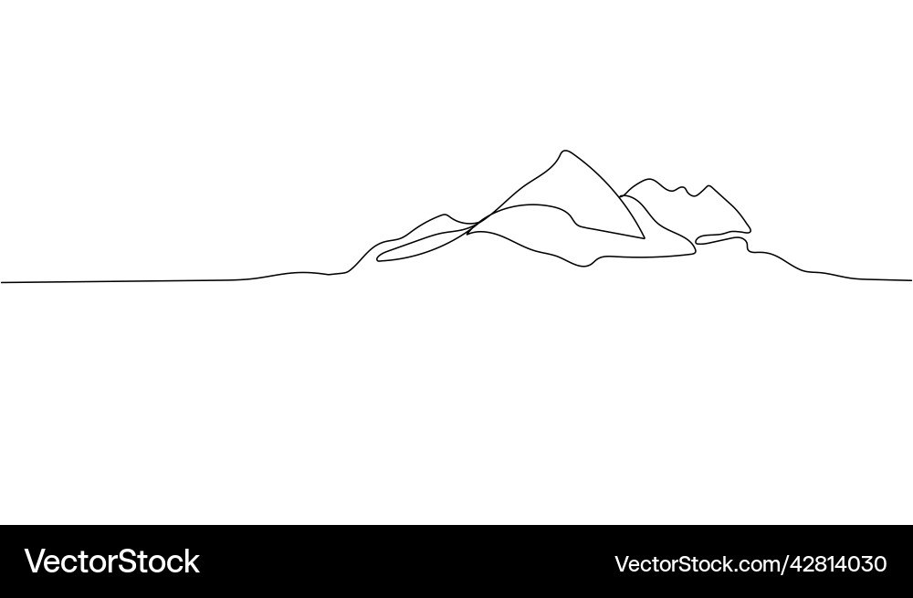 Mountains one single line Royalty Free Vector Image