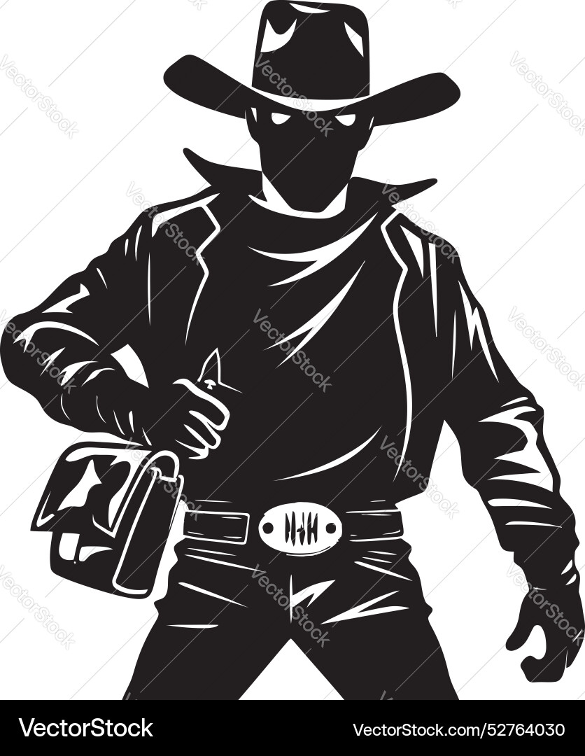 Western whimsy cartoon cowboy robber logo design Vector Image