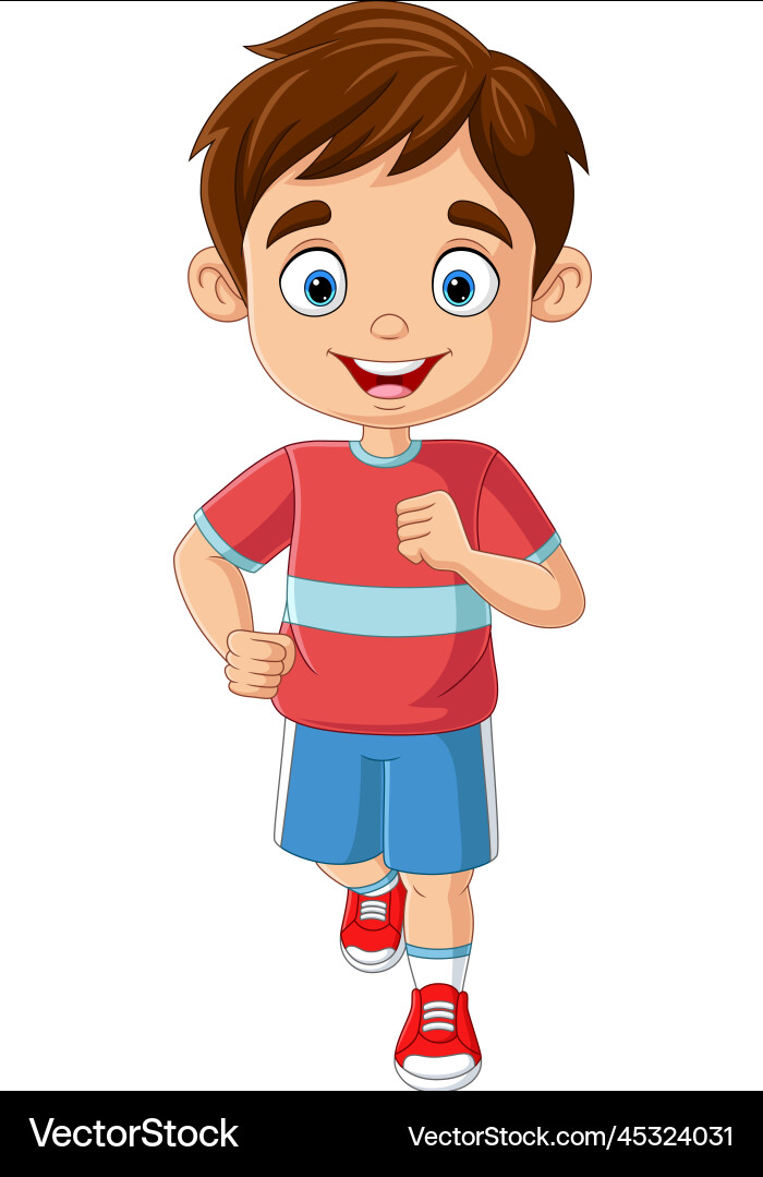 Happy Boy Running Outdoors Royalty Free Vector Image