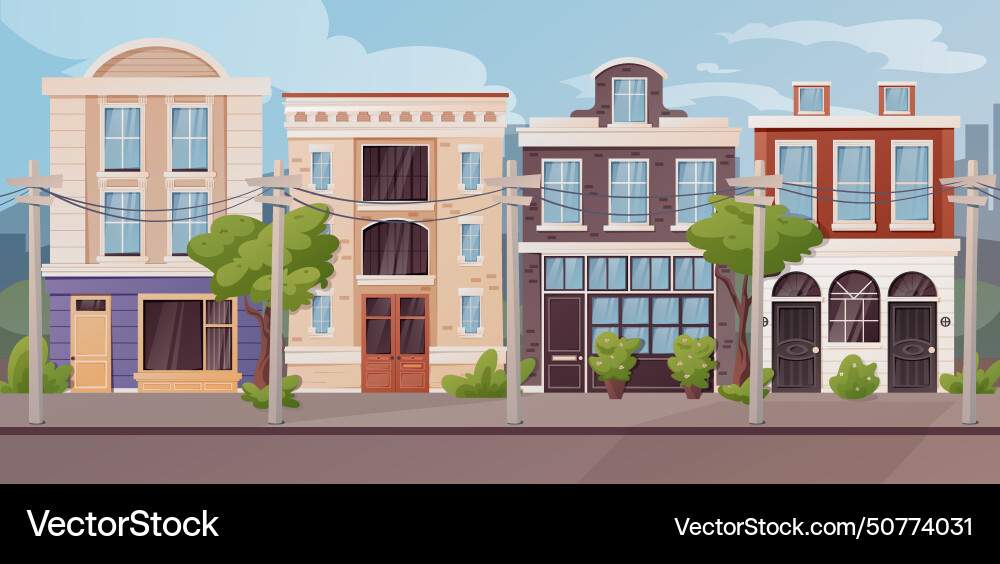 Horizontal city background exterior Royalty Free Vector