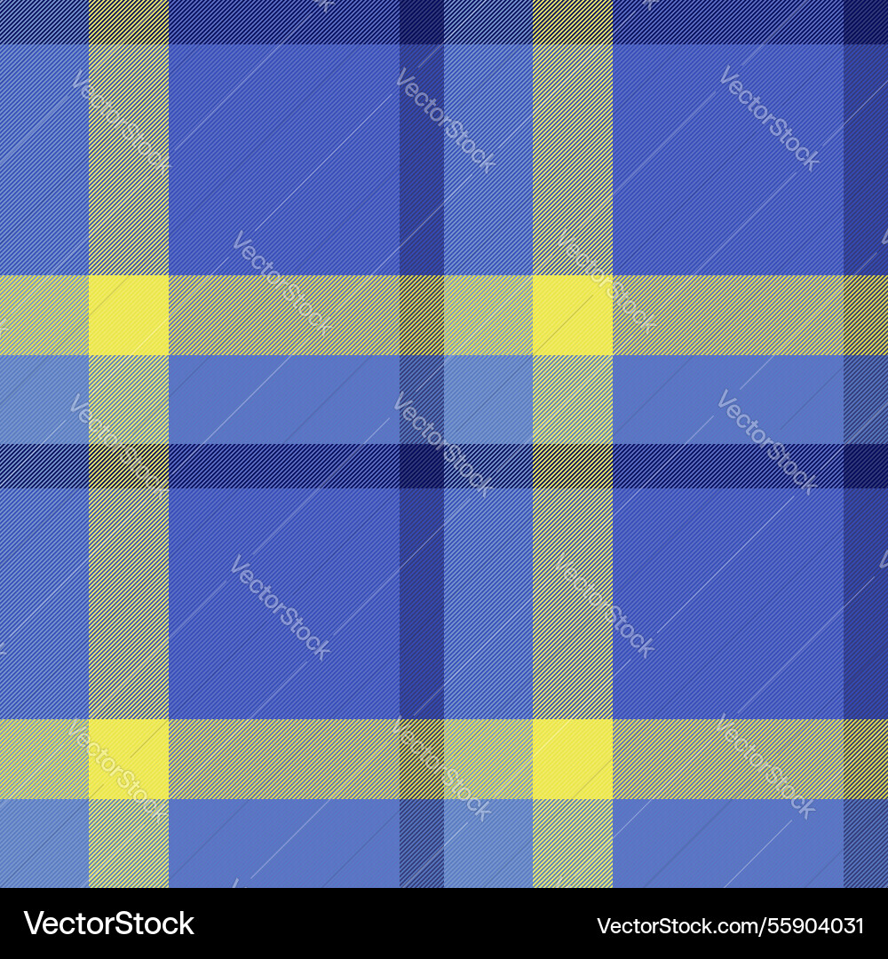 Vibrant blue and yellow plaid pattern perfect for Vector Image
