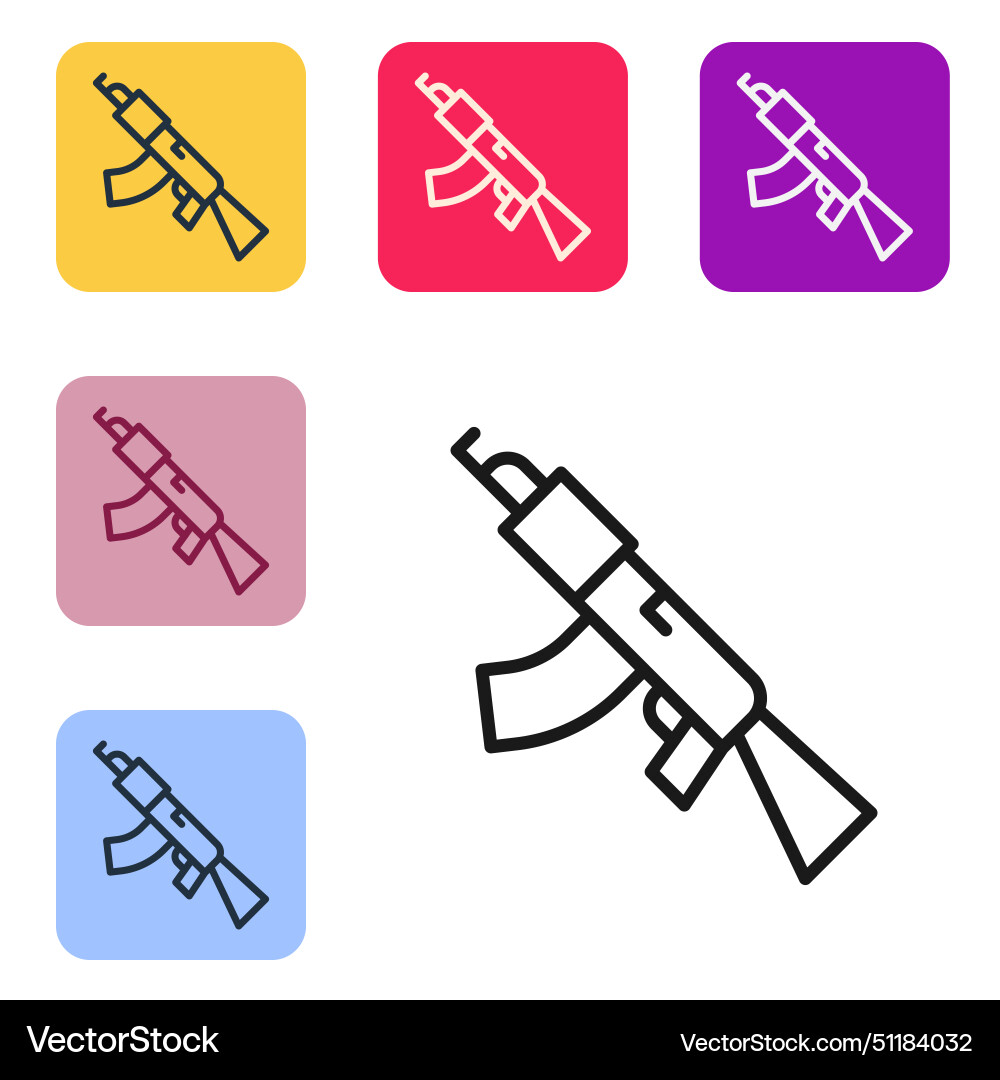 Black line submachine gun icon isolated on white Vector Image