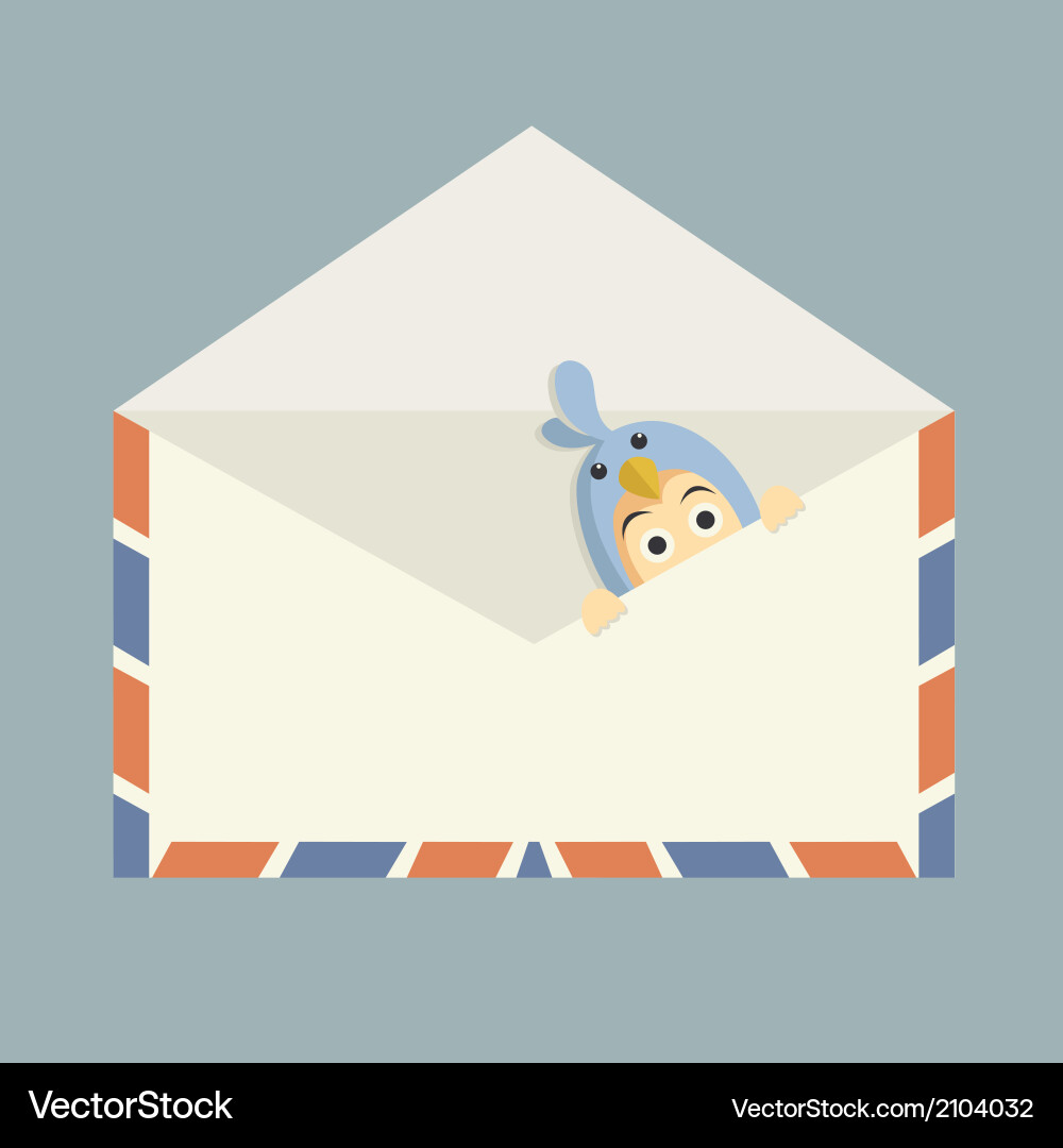 Blue bird inside mail Royalty Free Vector Image