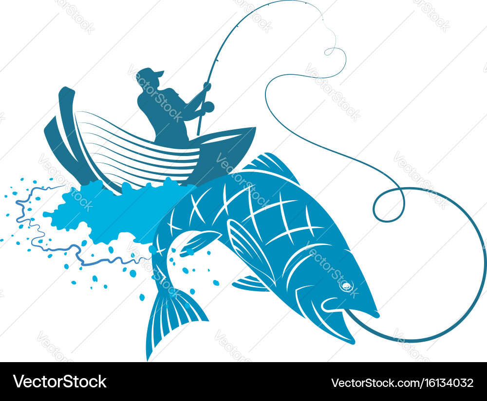 Fisherman is fishing Royalty Free Vector Image