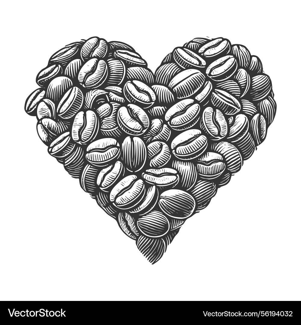 Heart-shaped coffee beans Royalty Free Vector Image