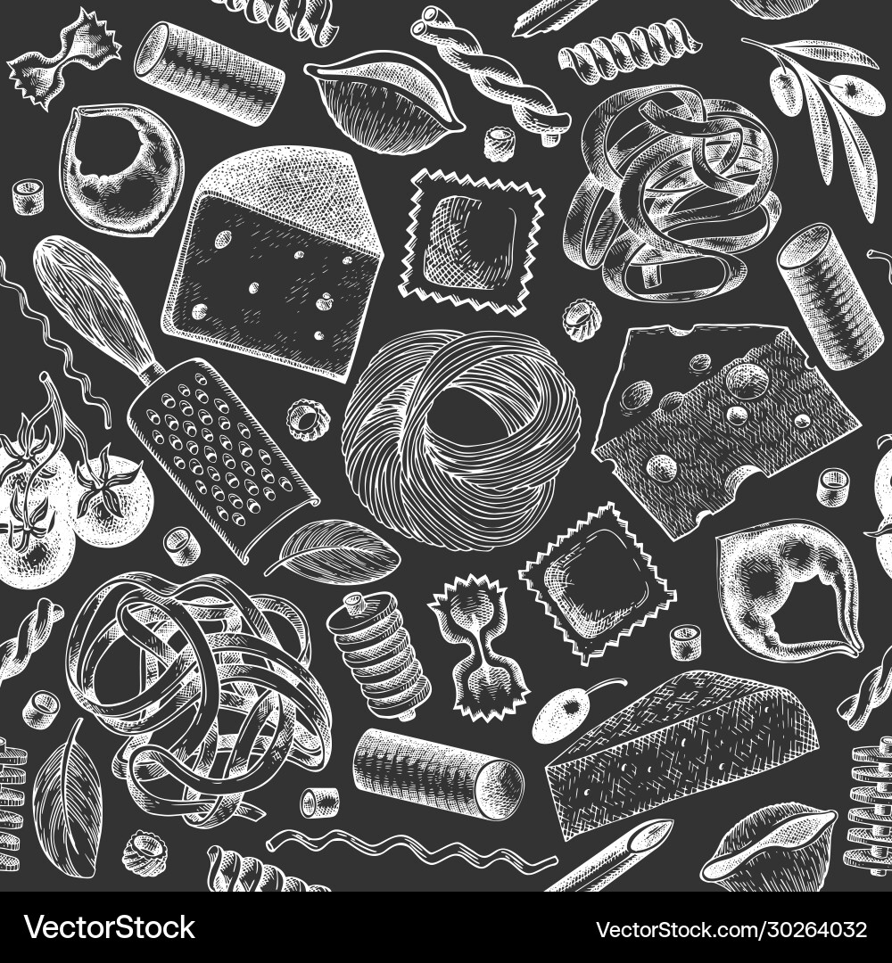 Italian pasta wits additions seamless pattern Vector Image