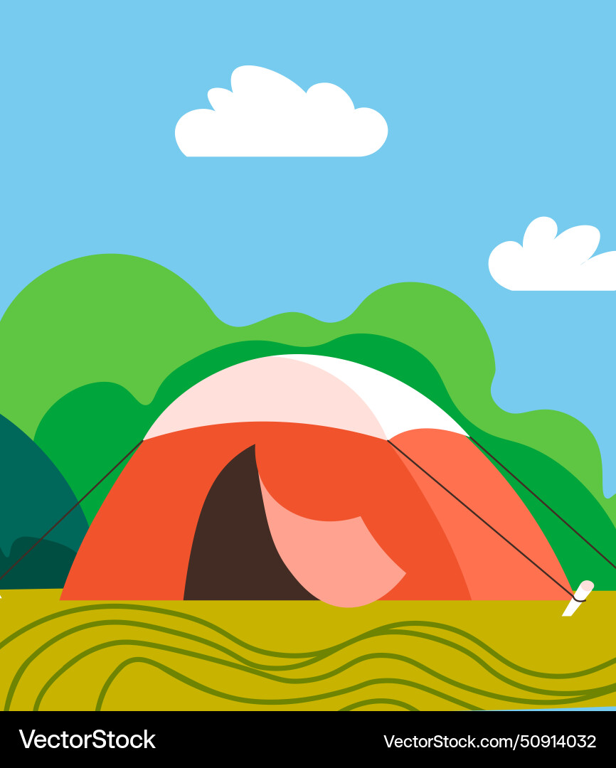 Peaceful camping landscape Royalty Free Vector Image