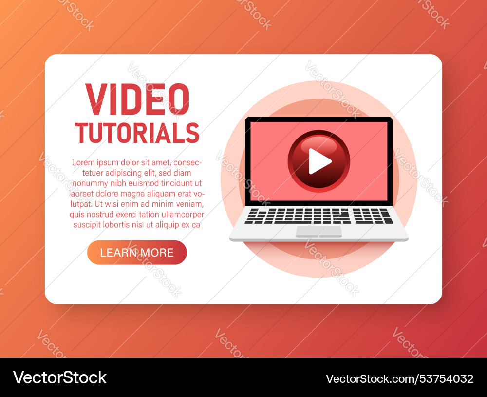 Play video tutorials icon in flat style education Vector Image