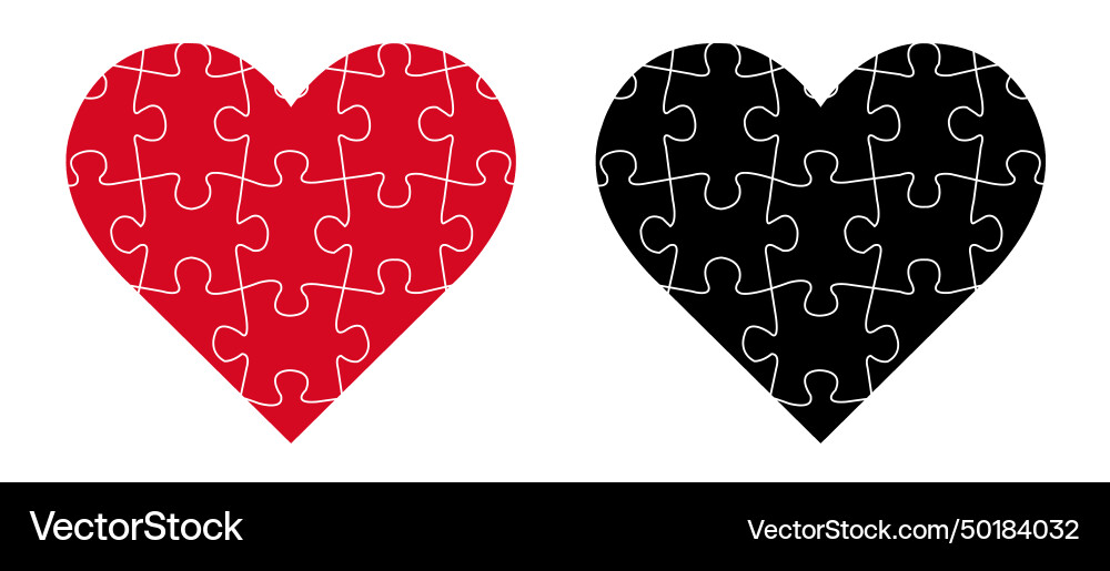 Puzzle hearts isolated white background Royalty Free Vector
