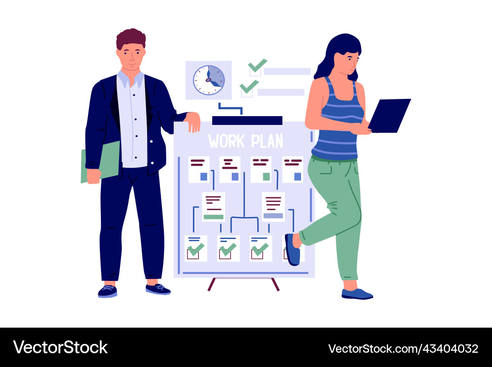 Time management business people planning office Vector Image