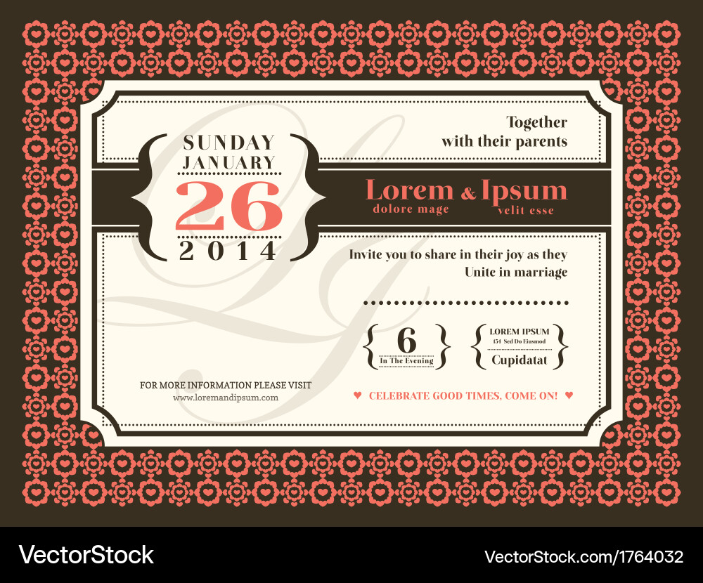 Wedding invitation background border frame Vector Image