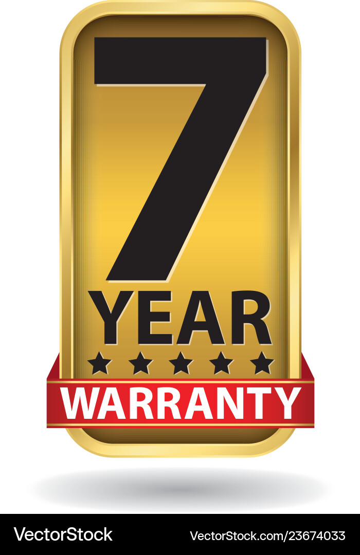 7 year warranty golden label Royalty Free Vector Image