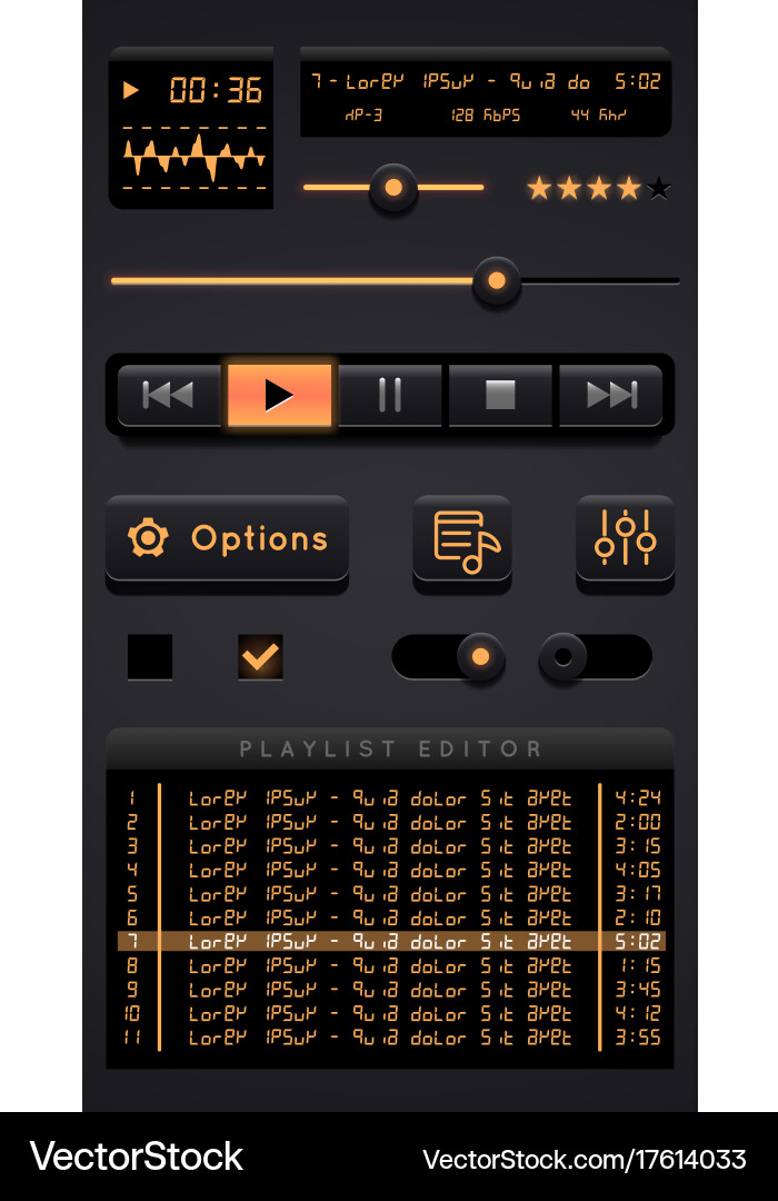 Audio player template Royalty Free Vector Image