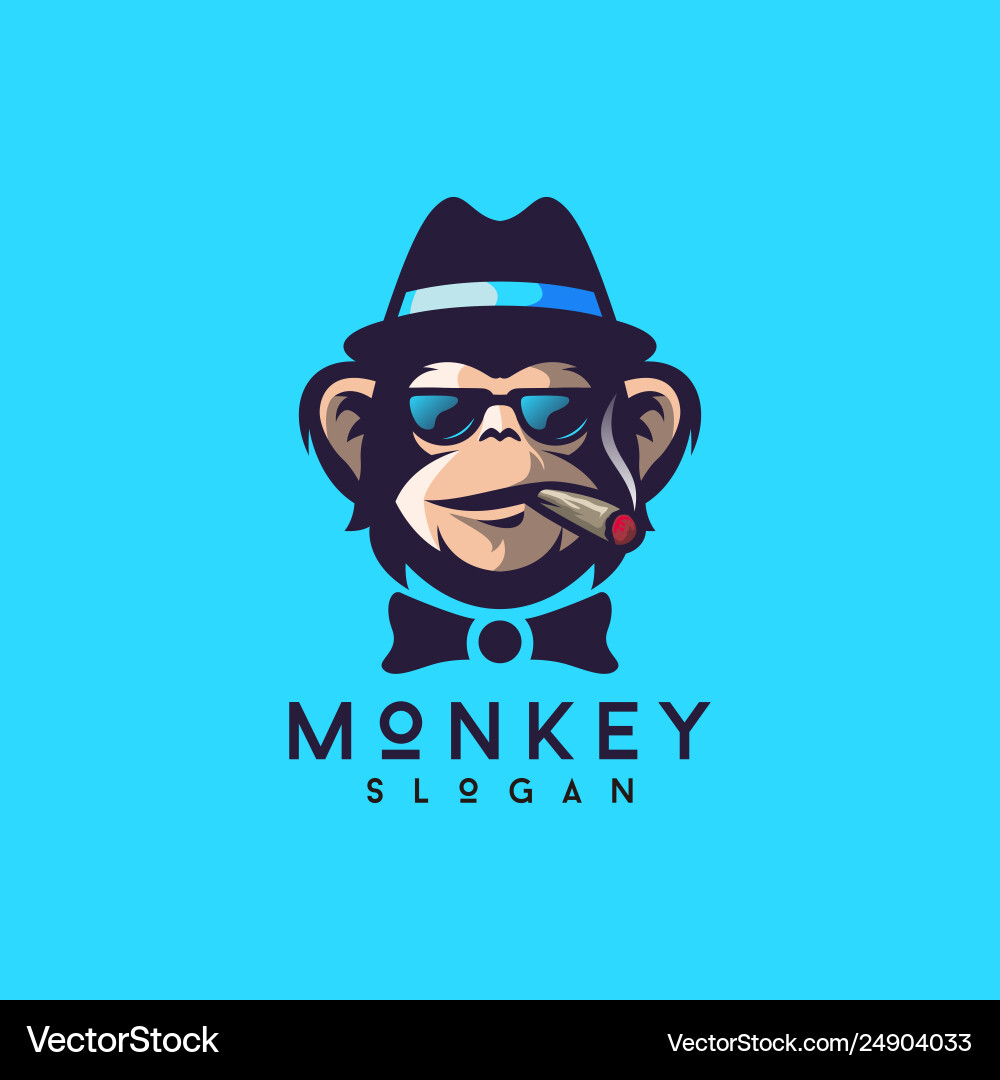 Cool monkey logo design Royalty Free Vector Image