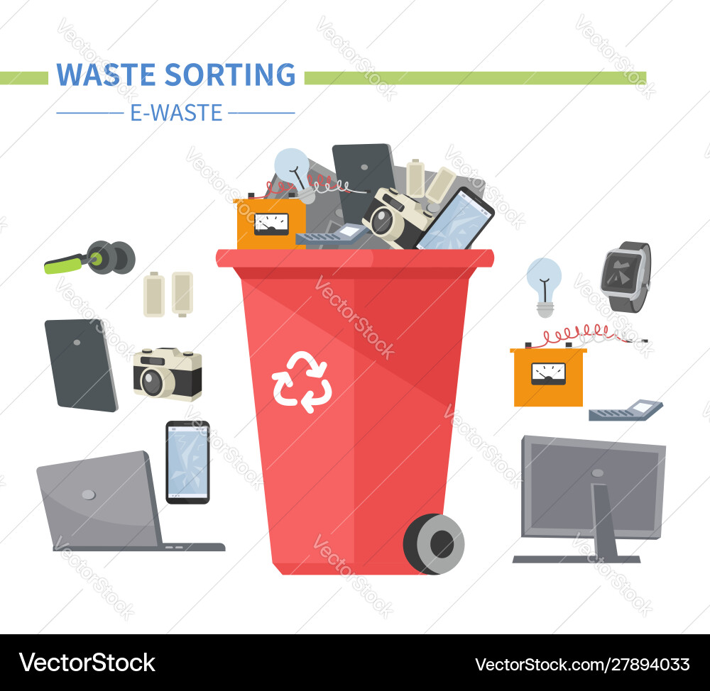 E-waste sorting - modern flat design style Vector Image