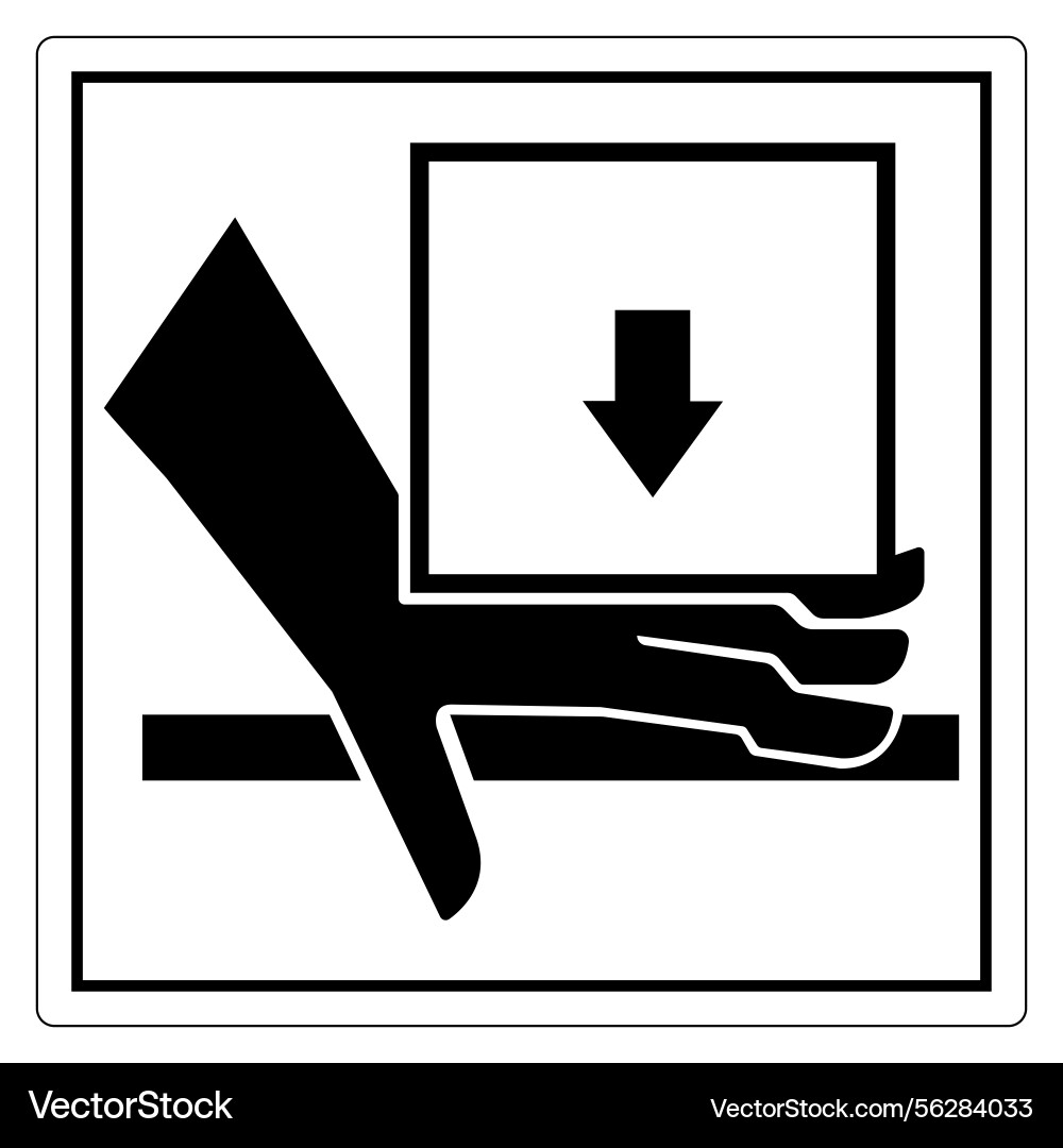Hand placing box with down arrow symbol Royalty Free Vector