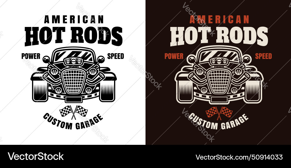 Hot rod emblem label badge or print Royalty Free Vector