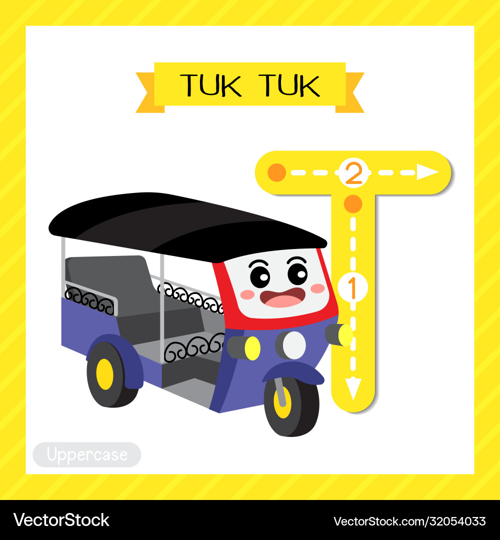 Letter t uppercase tracing tuk Royalty Free Vector Image