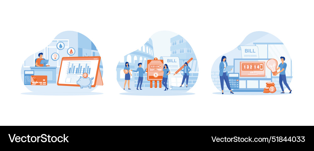 Man checking and paying utility bills online on Vector Image