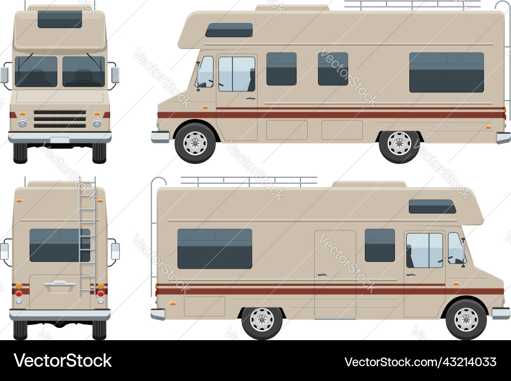 Rv motorhome template side front back view Vector Image