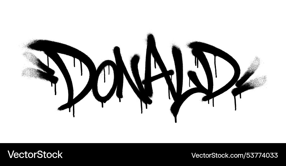 Sprayed donald name with overspray in black over Vector Image