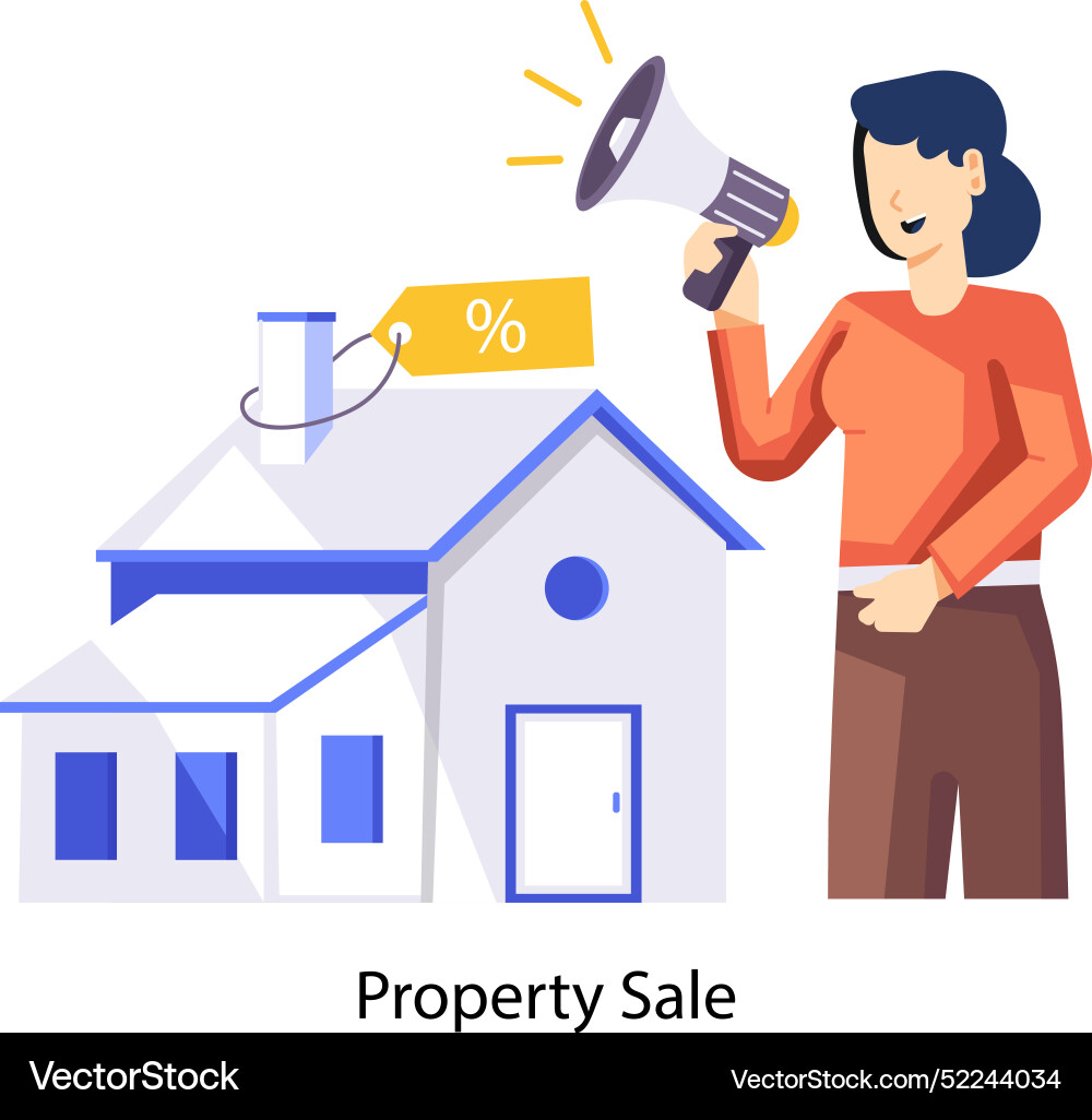 Basic rgba flat of property sale Royalty Free Vector Image