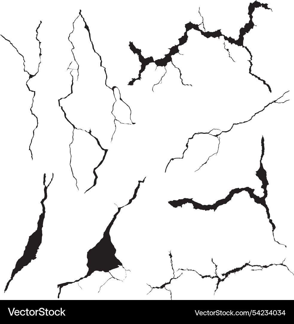 Cracks silhouettes cracked screen glass damaged Vector Image