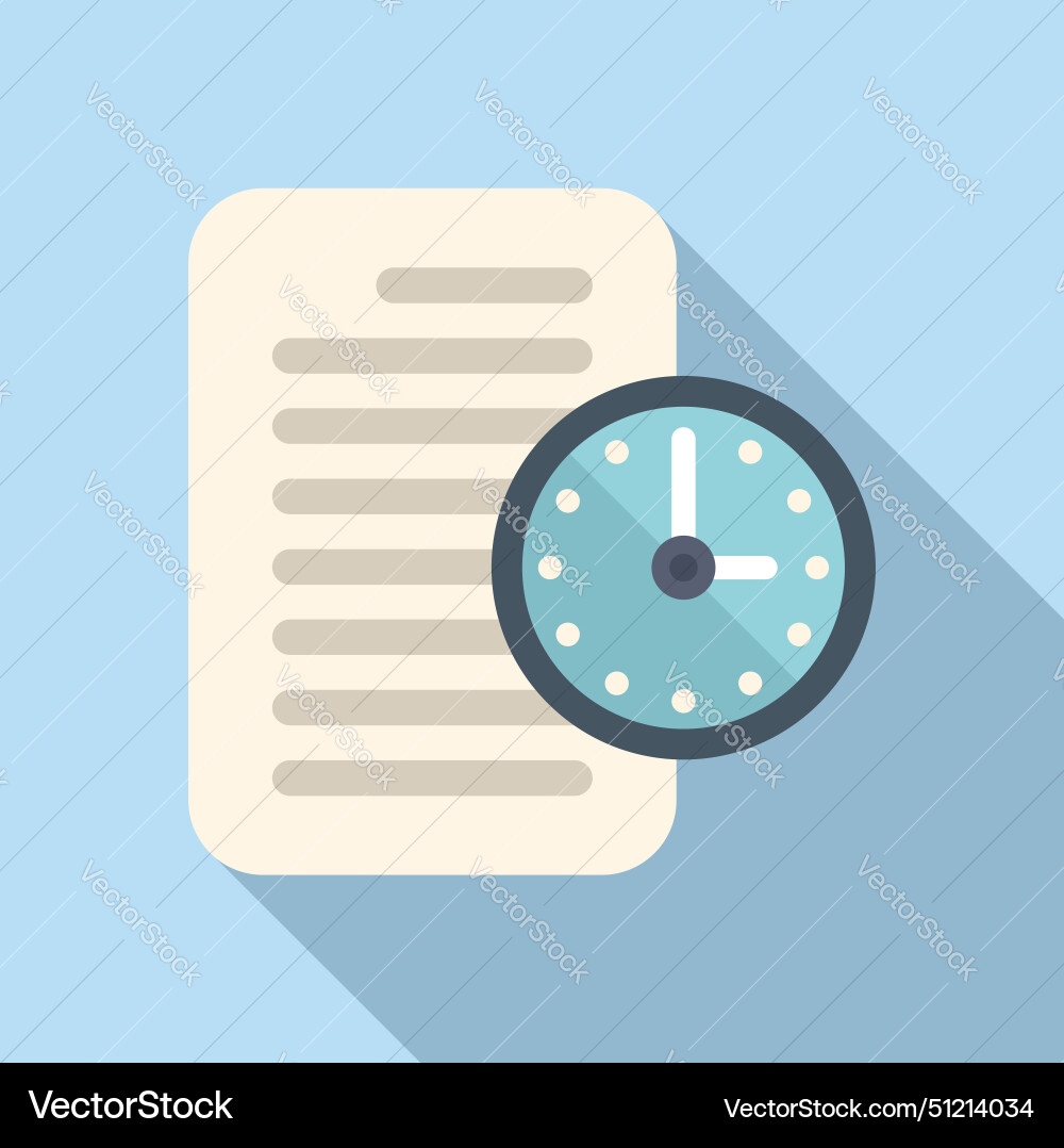 Duration of deadline document icon flat Royalty Free Vector